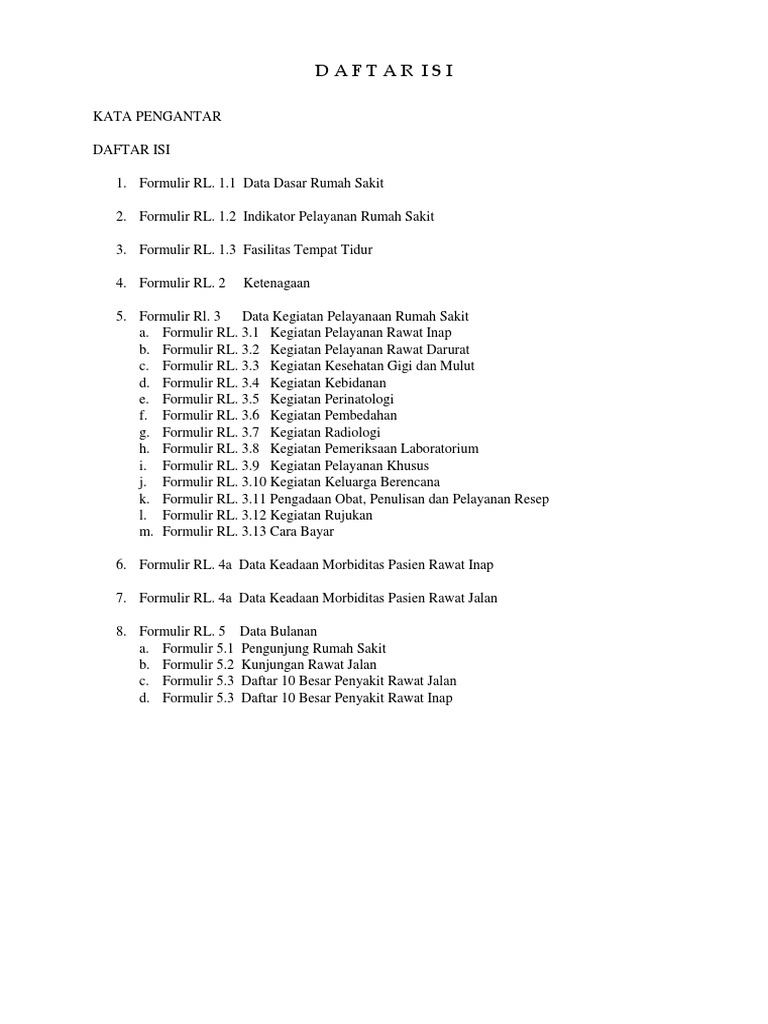 Daftar Isi Laporan RL | PDF