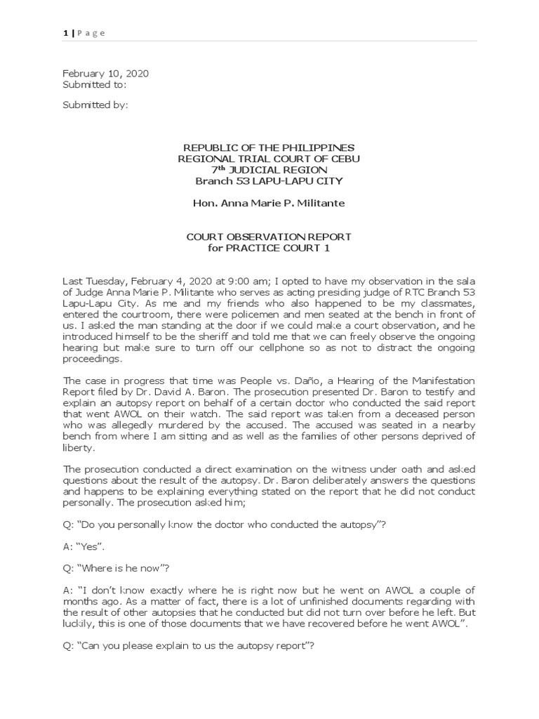 Court Observation Report | Download Free PDF | Prosecutor | Judge