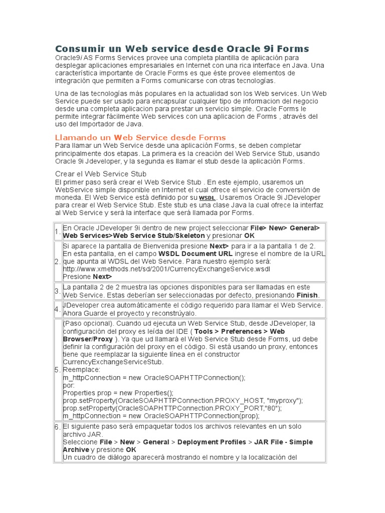 Consumir Un Web Service Desde Oracle 9i Forms | PDF | Java (lenguaje de programación) | Red mundial