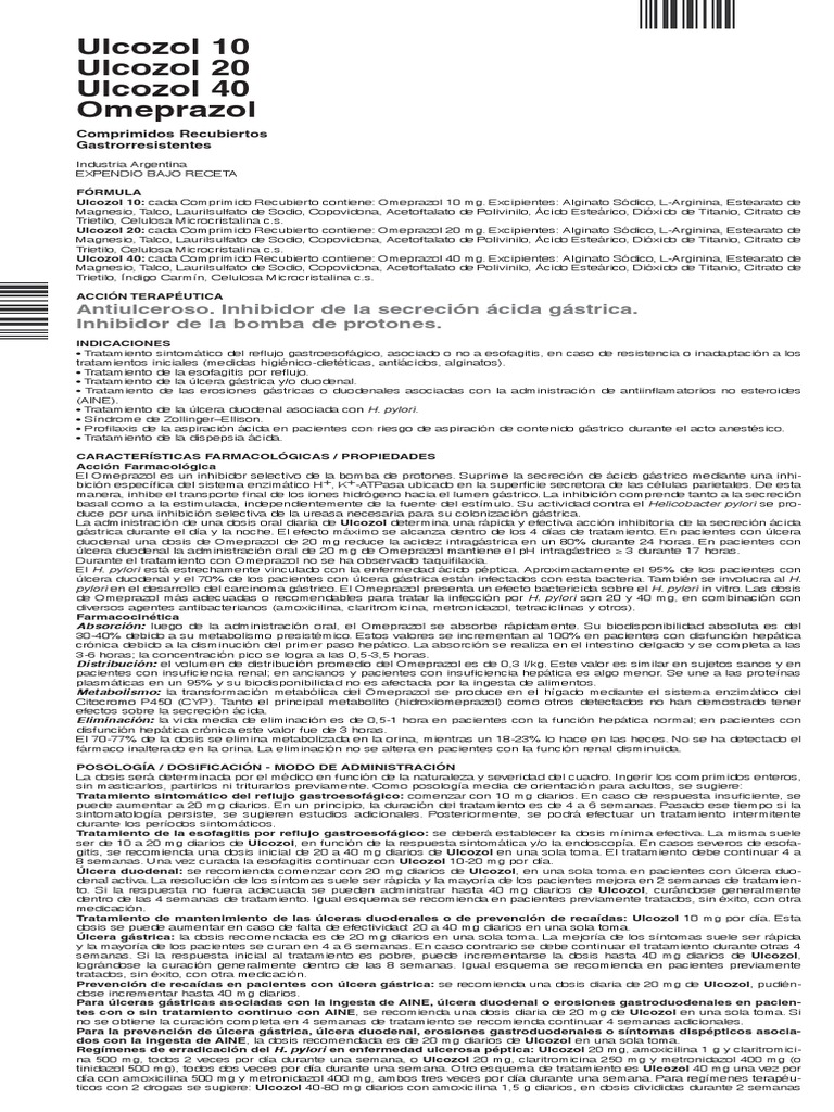 Ulcozol: Omeprazol para Úlceras y Reflujo | PDF | Medicamentos con ...