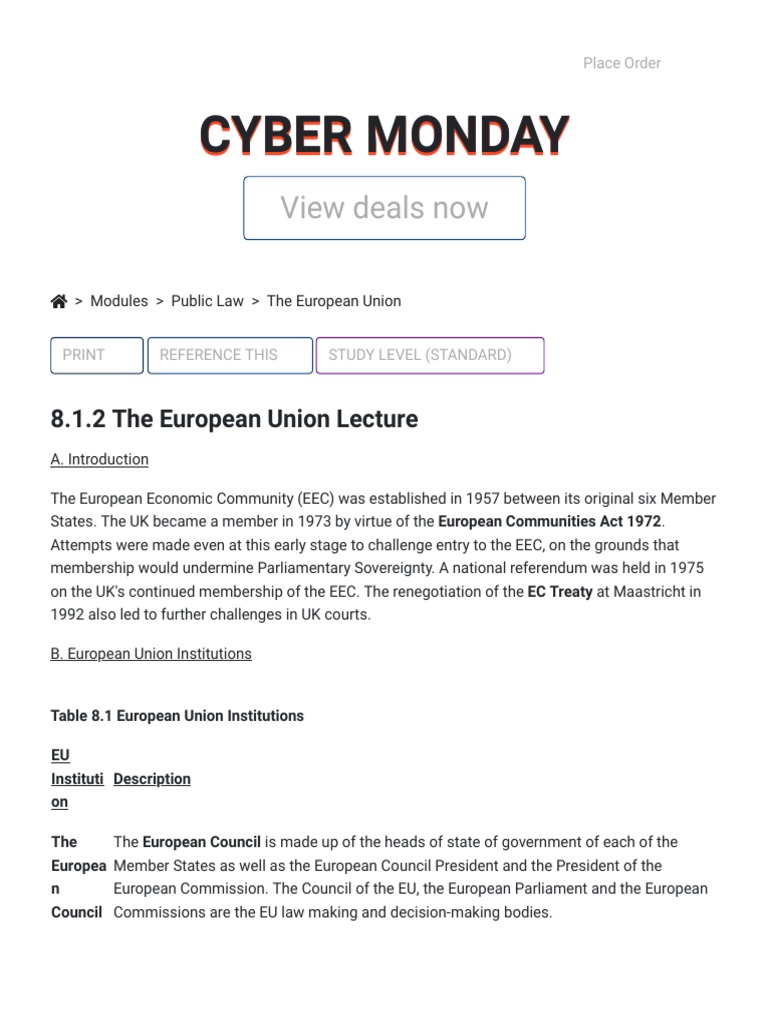 The European Union Lecture PDF | PDF | European Union Law | European Union