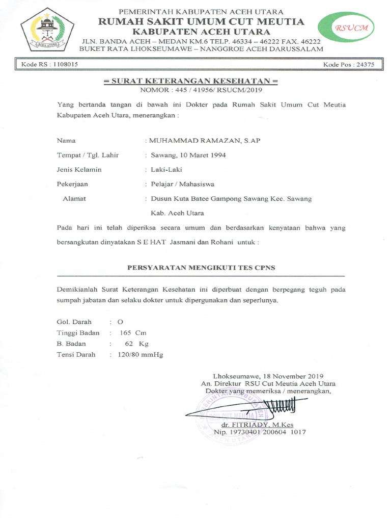 Surat Kesehatan | PDF