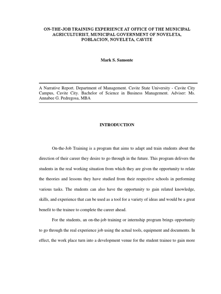 Narrative Report Intro - Mark Samonte | PDF | Learning | Psychology