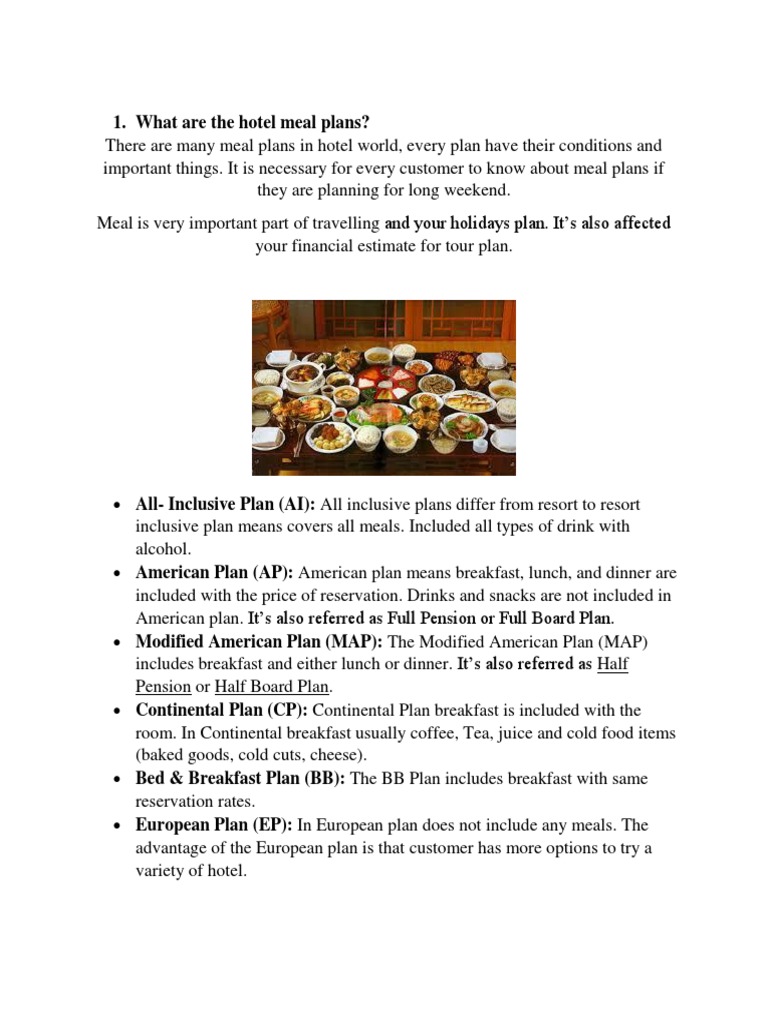 Hotel Meal Plans | PDF