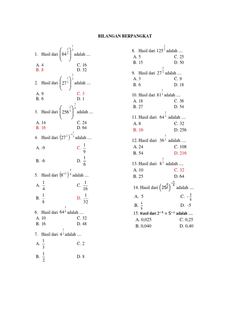 Soal Bilangan Berpangkat | PDF