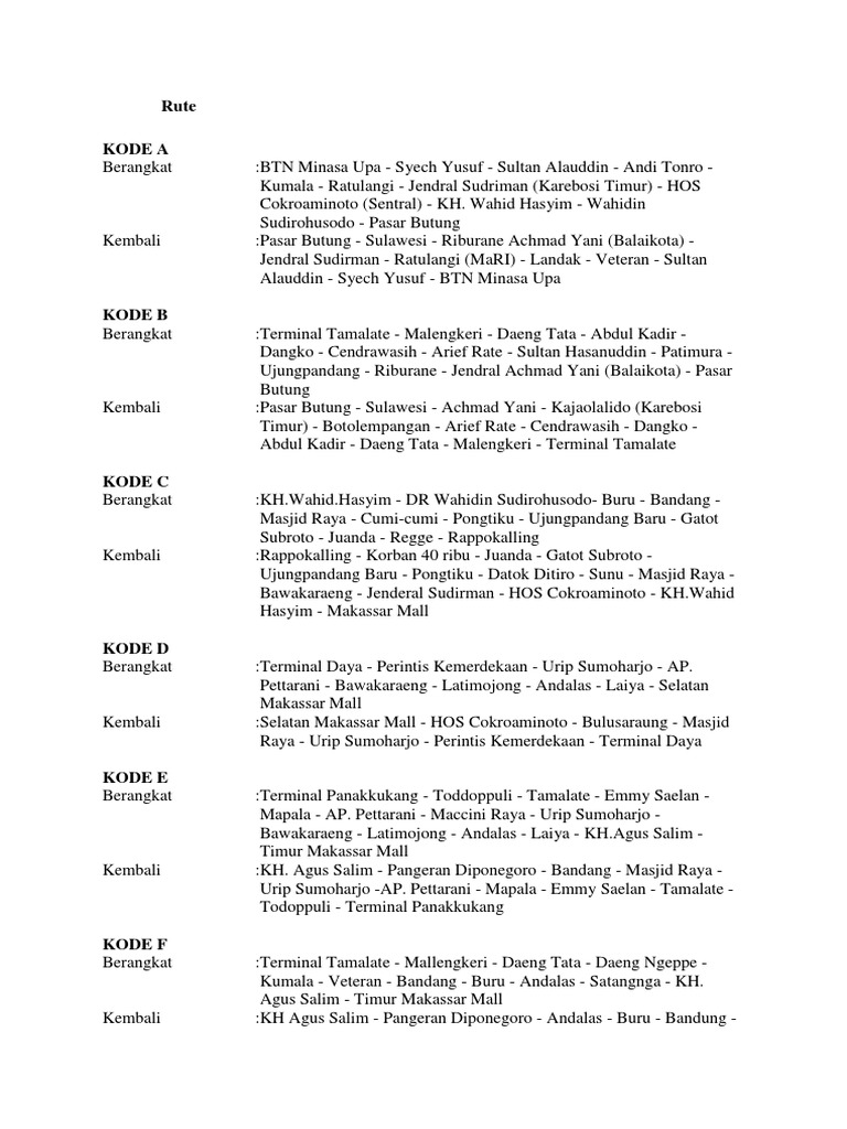 Rute Trayek Pete-Pete Makassar | PDF