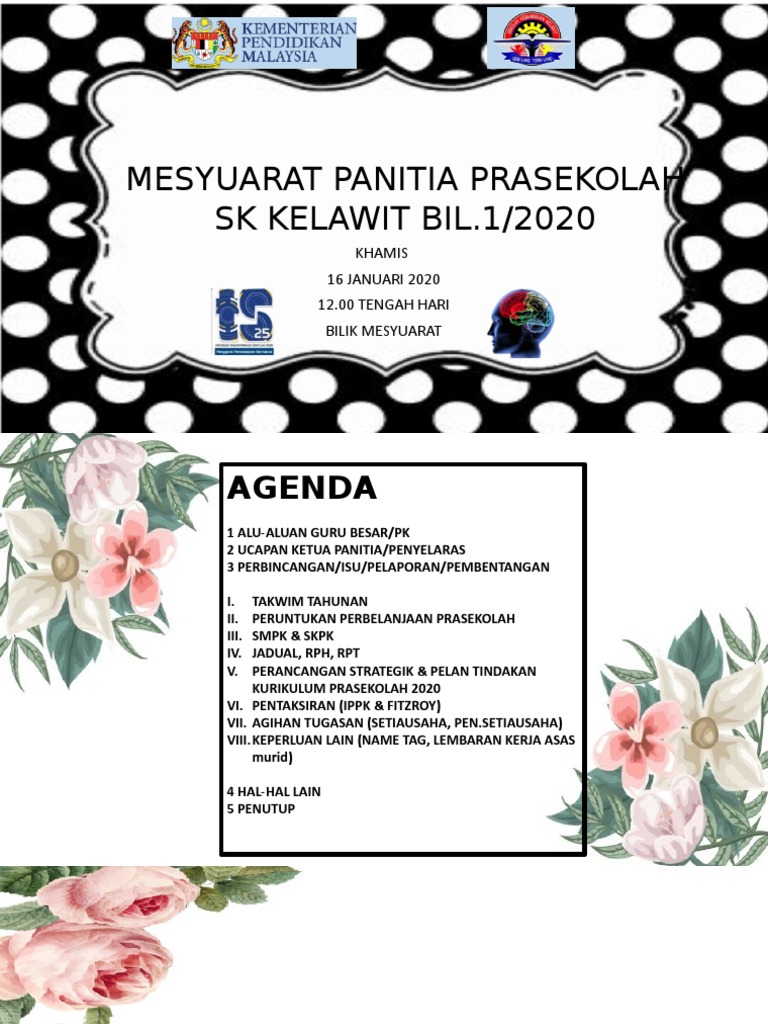 Mesyuarat Panitia Prasekolah SK Kelawit 2020 | PDF
