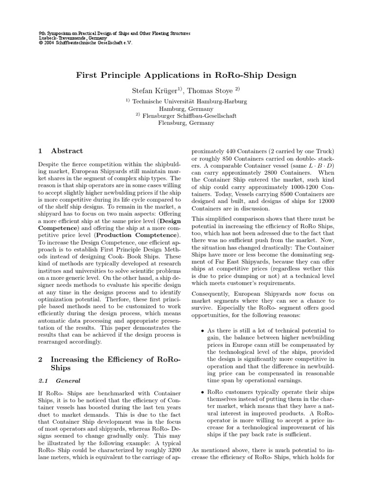 First Principle Applications in RoRo-Ship Design PDF | Download Free ...