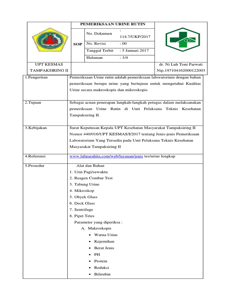 SPO Urine Lengkap | PDF