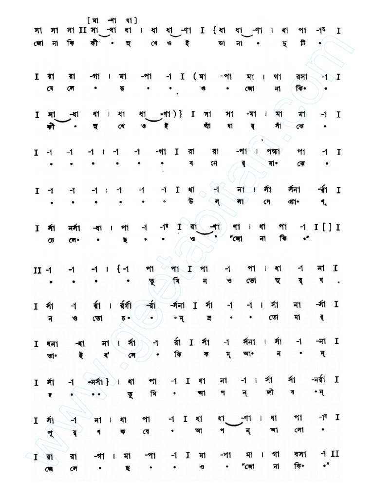 O Jonaki Ki Sukhe Oi Notation | PDF
