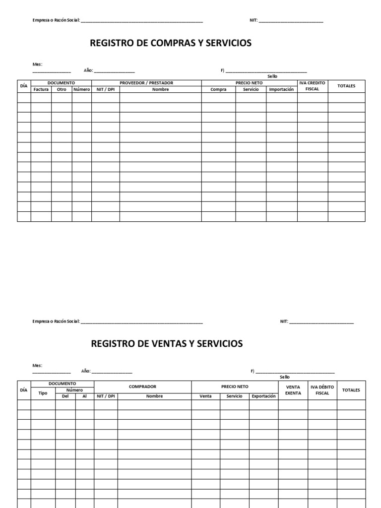 Formato de Compras y Ventas | PDF