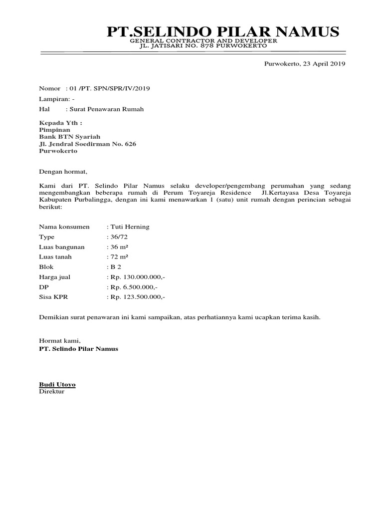 Surat Penawaran Rumah (SPR) | PDF