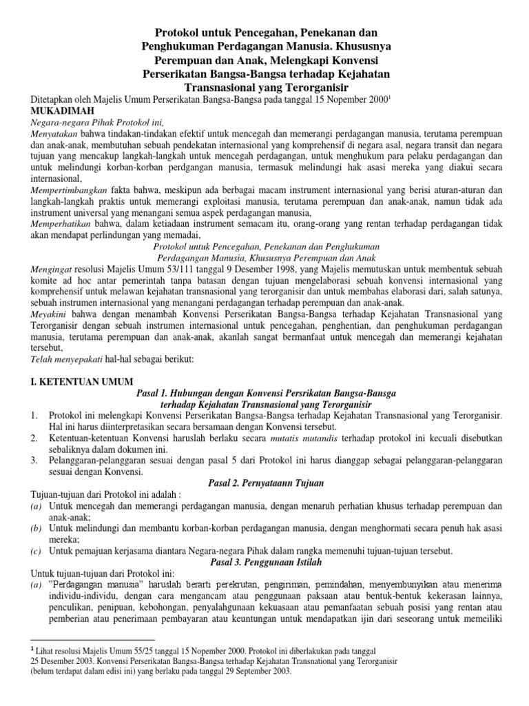 Tugas Protokol Konvensi Palermo 2000 | PDF