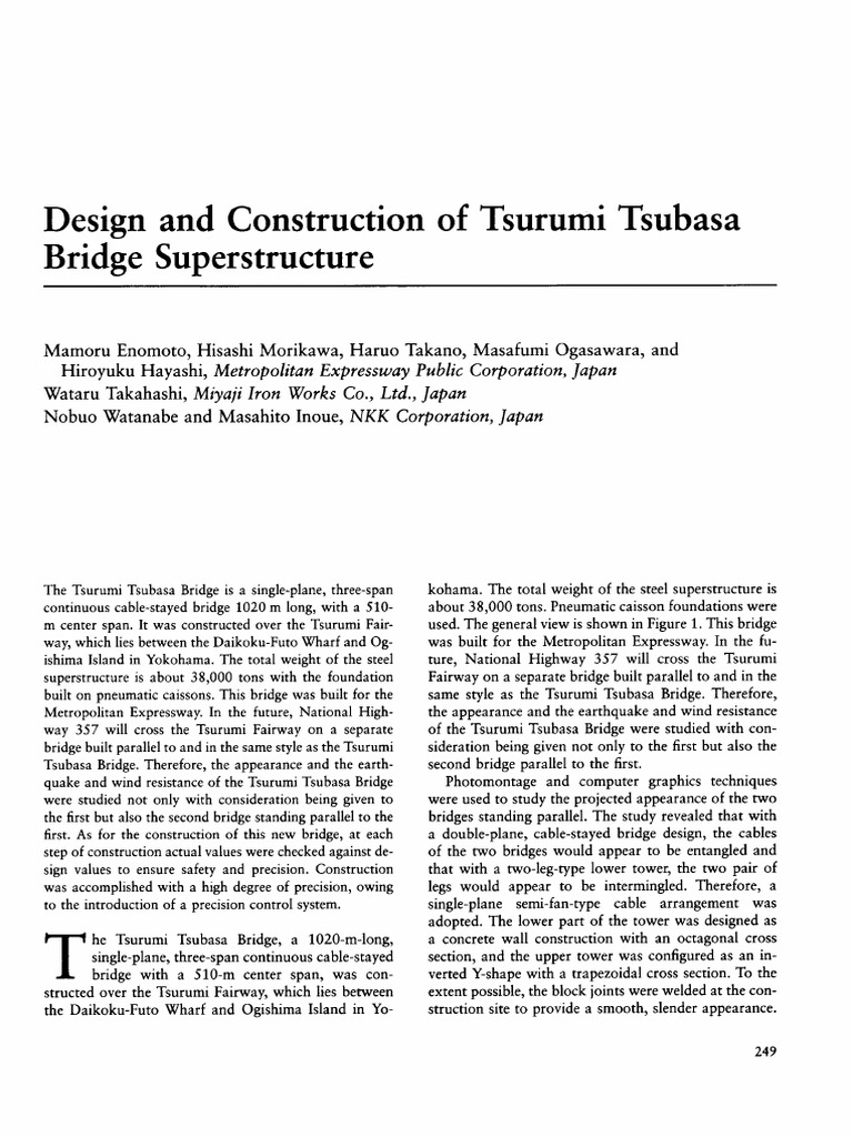 Design and Construction of Tsurumi Tsubasa Bridge Superstructure | PDF | Crane (Machine) | Bridge