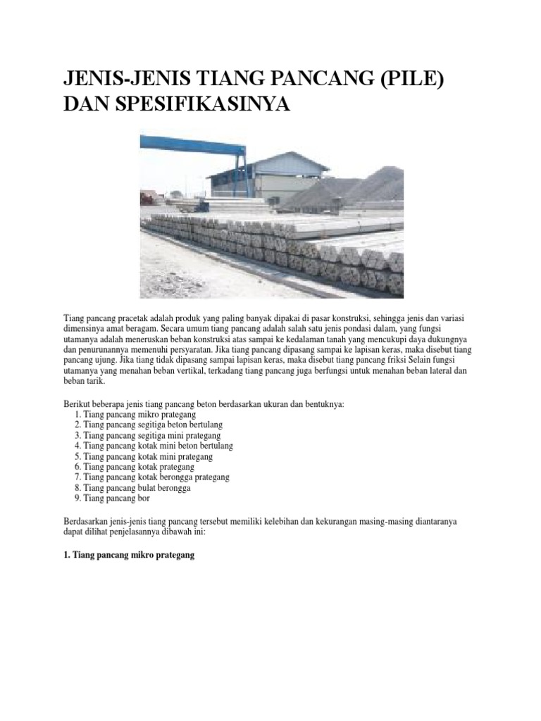 JENIS Tiang Pancang | PDF