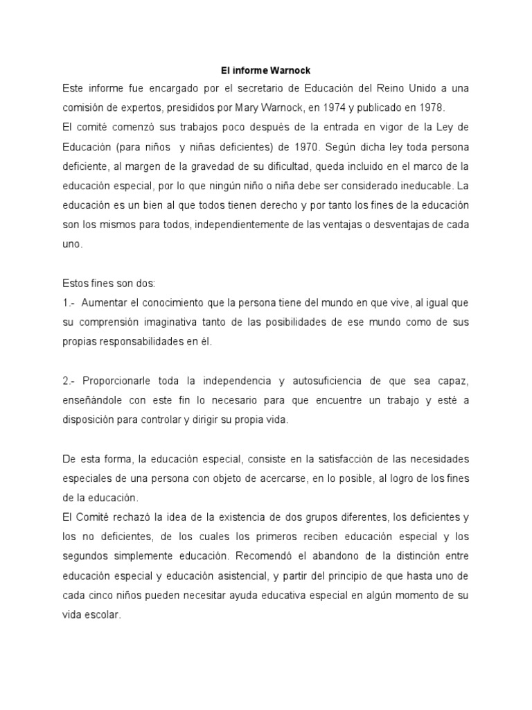 El Informe Warnock PDF | PDF
