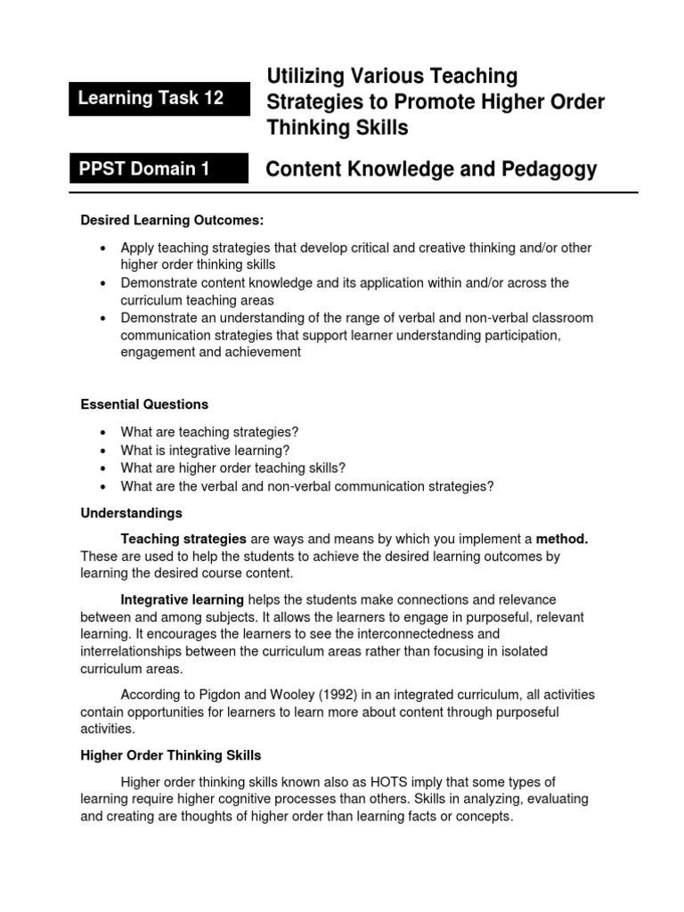 Learning Task 12 | PDF | Curriculum | Learning