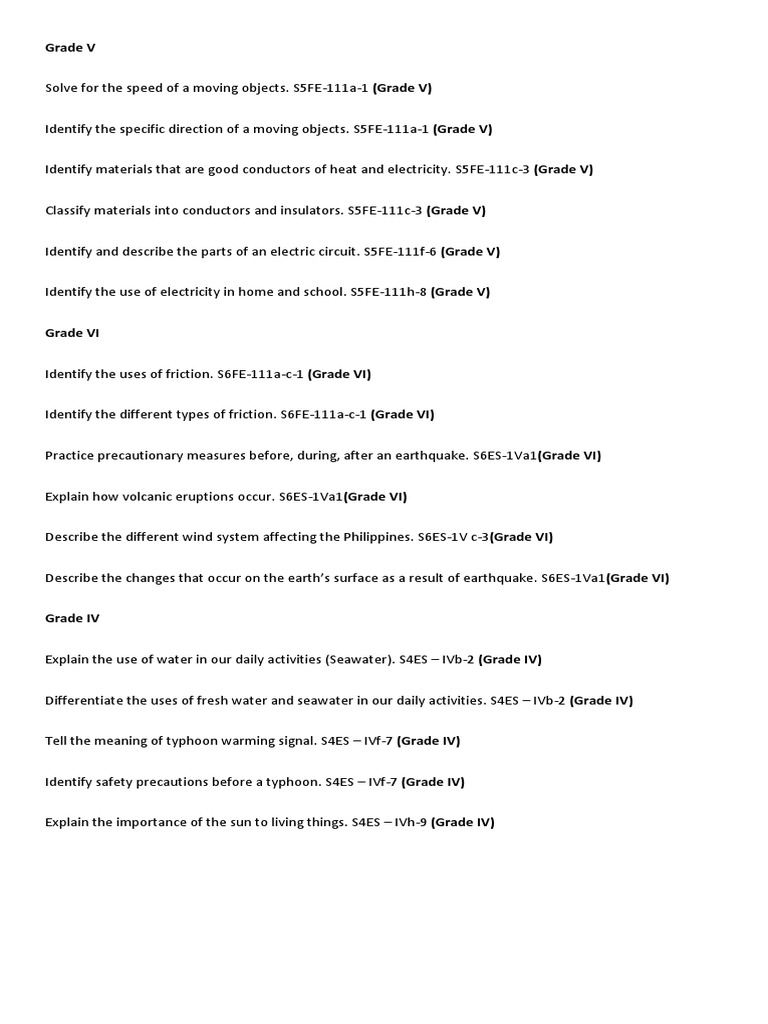 Objectives SCIENCE | PDF