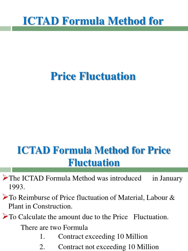 ICTAD Price Fluctuation Formula Guide | PDF | Valuation (Finance) | Cost
