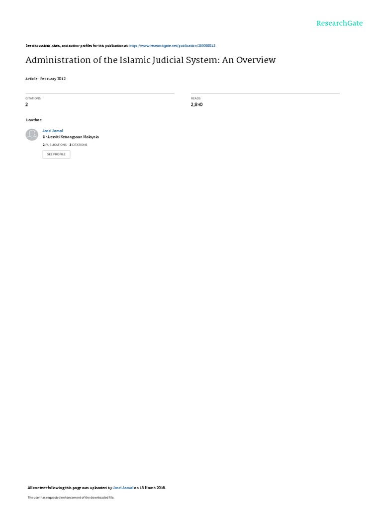 Administration of The Islamic Judicial System An O | PDF | Quran | Islam