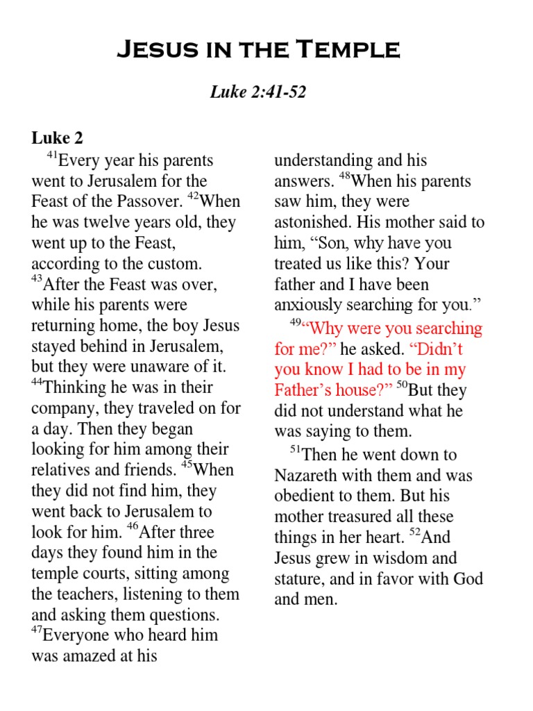 Lesson 6 Jesus in The Temple PDF | PDF | Gospel Of Luke | Mary, Mother ...