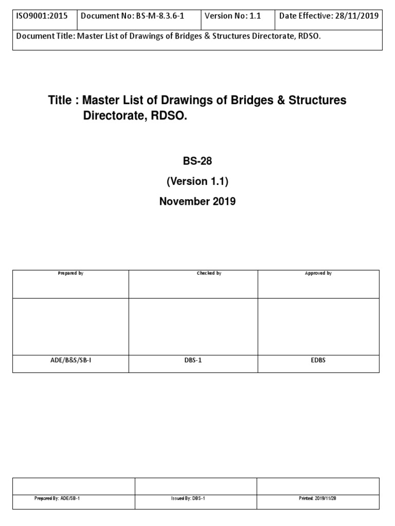 MASTER LIST OF DRAWINGS NOV 2019 | Truss | Structural Engineering