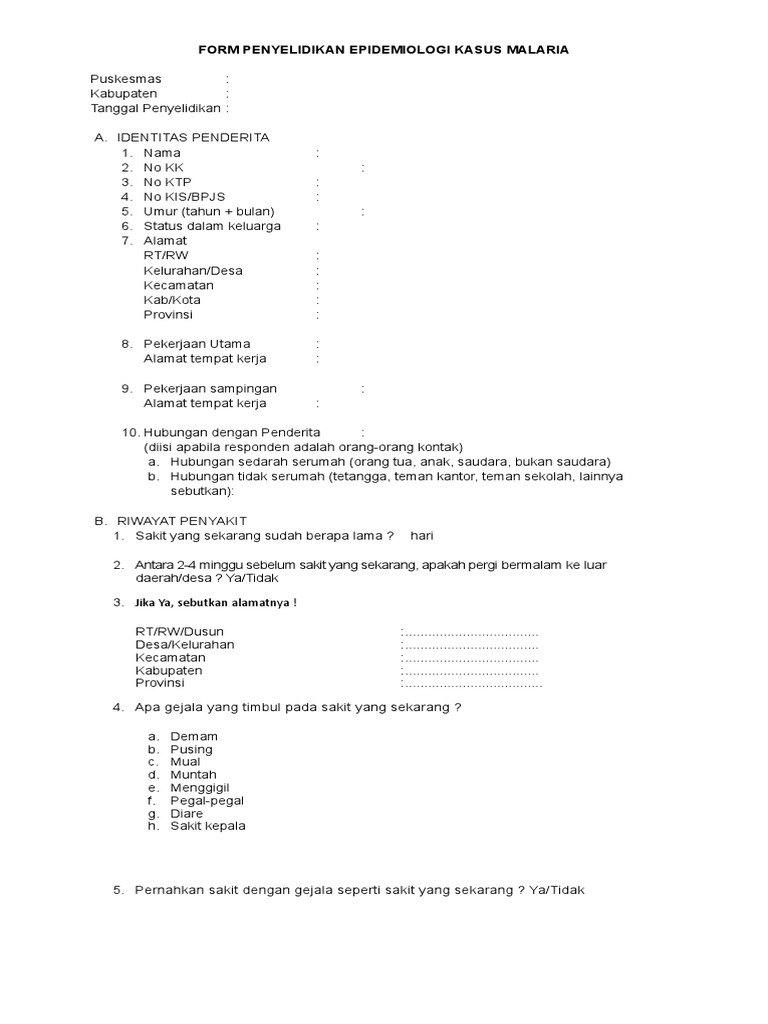Form Pe Malaria | PDF