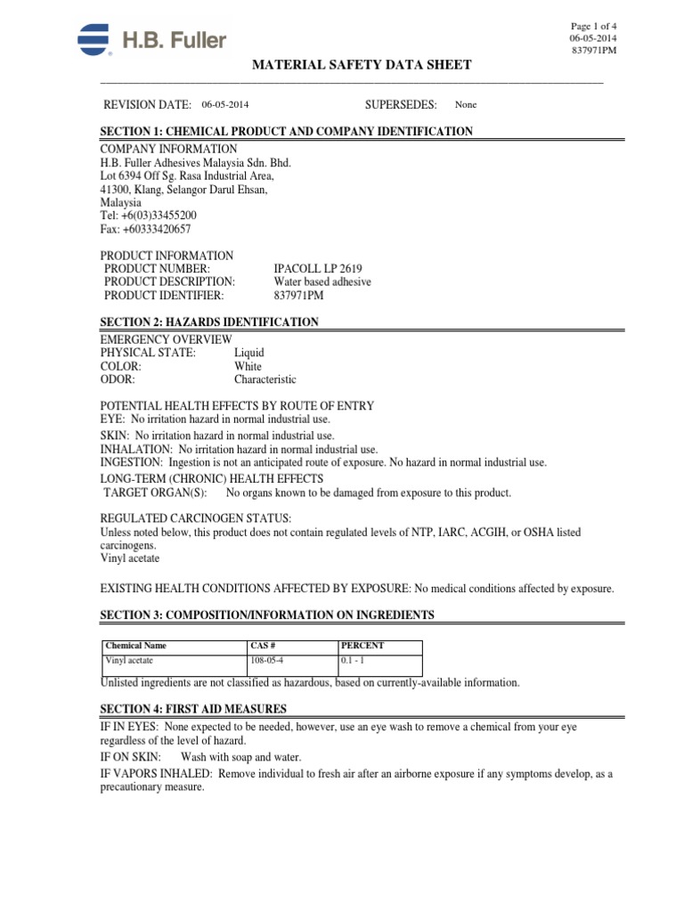 Ipacoll LP 2619 MSDS | PDF | Hazardous Waste | Firefighting