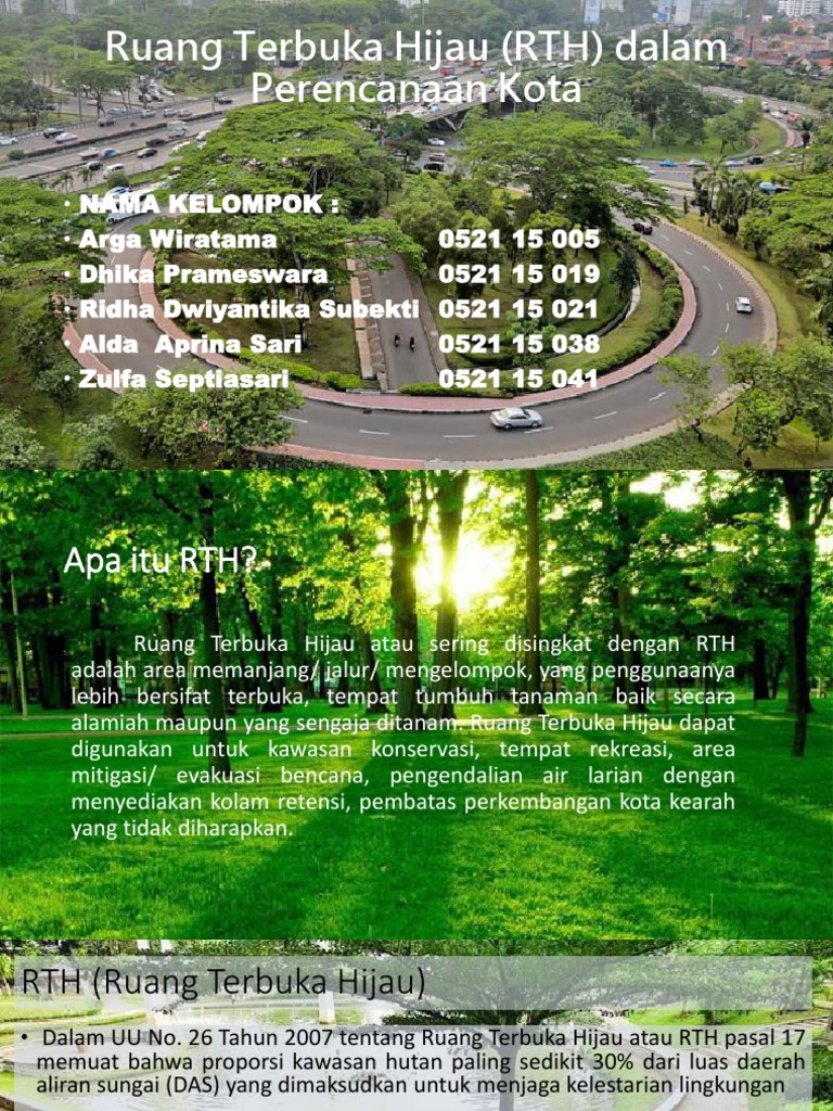 Ruang Terbuka Hijau (RTH) Dalam Perencanaan | PDF