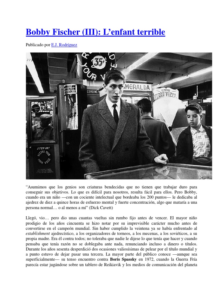 Bobby Fischer: El niño prodigio del ajedrez | PDF | Ajedrez ...