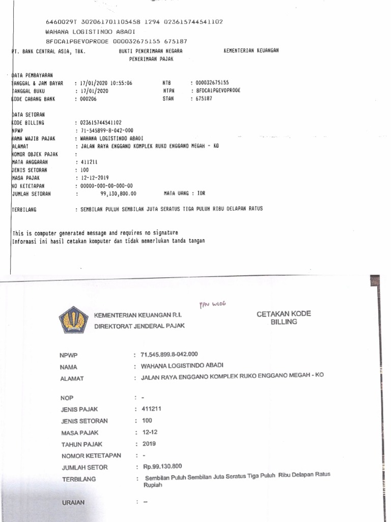 Contoh Bukti Pembayaran PPN | PDF