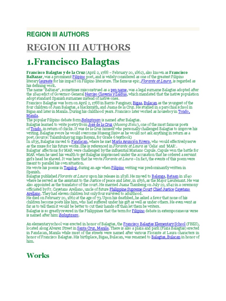 Region Iii Authors | PDF | Philippines | Poetry