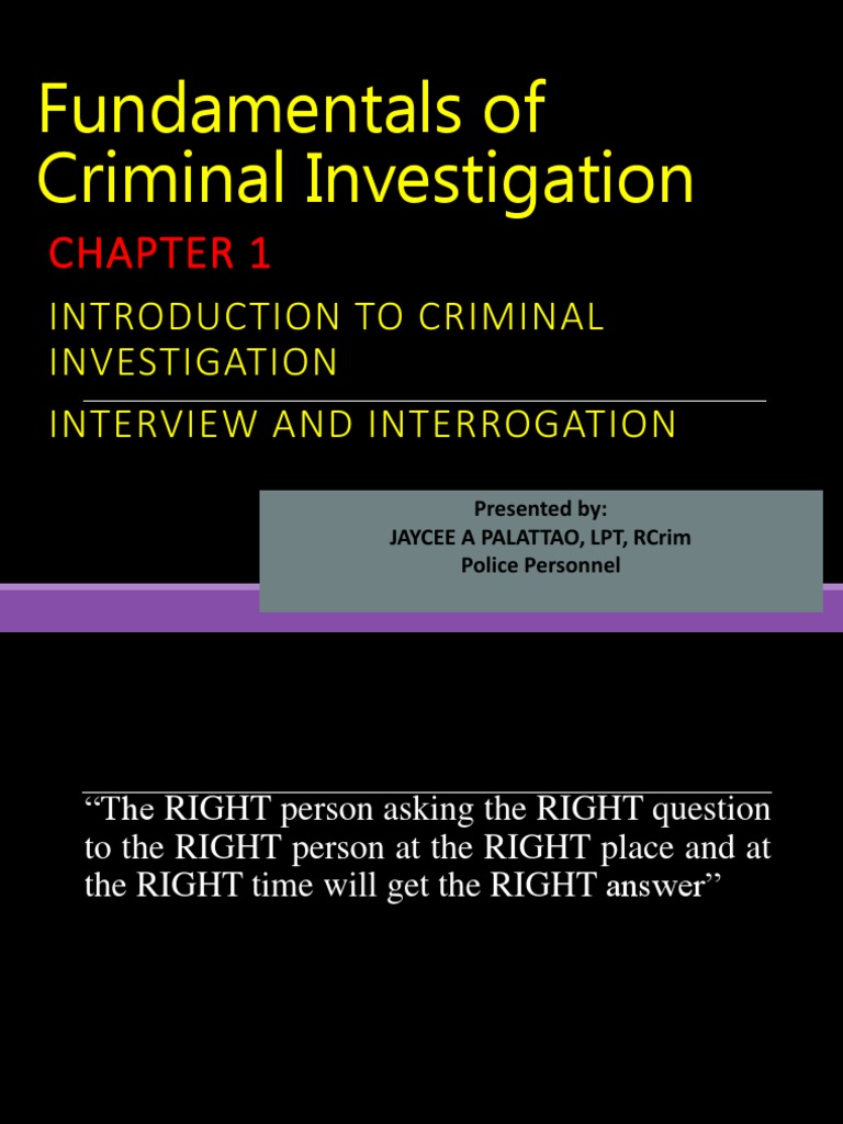 CDI-1 Lecture Unit 4 | PDF | Confession (Law) | Interrogation