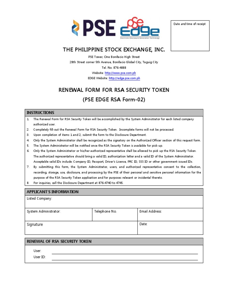 Renewal Form For RSA Security Token | PDF | Identity Document ...