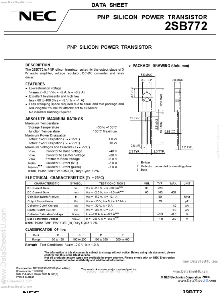 Datasheet | PDF | Bipolar Junction Transistor | Application Software
