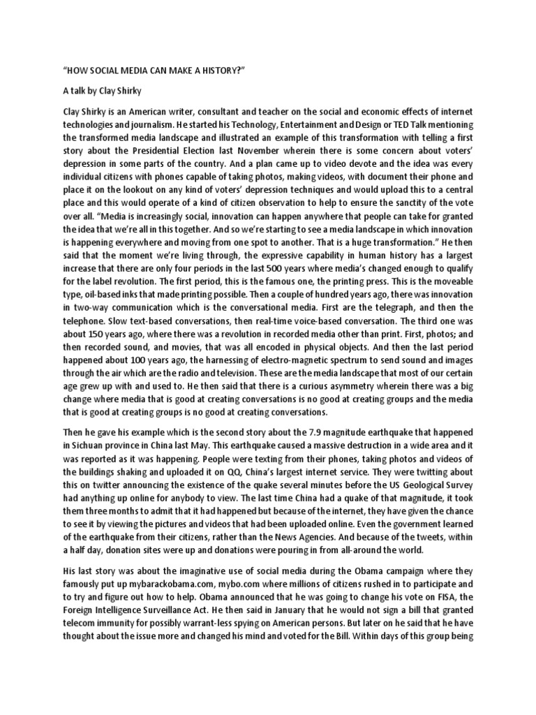 Social Media's Role in Modern History | PDF | Mass Media | Conversation