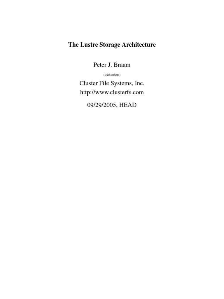 The Lustre Storage Architecture | PDF | File System | System Software