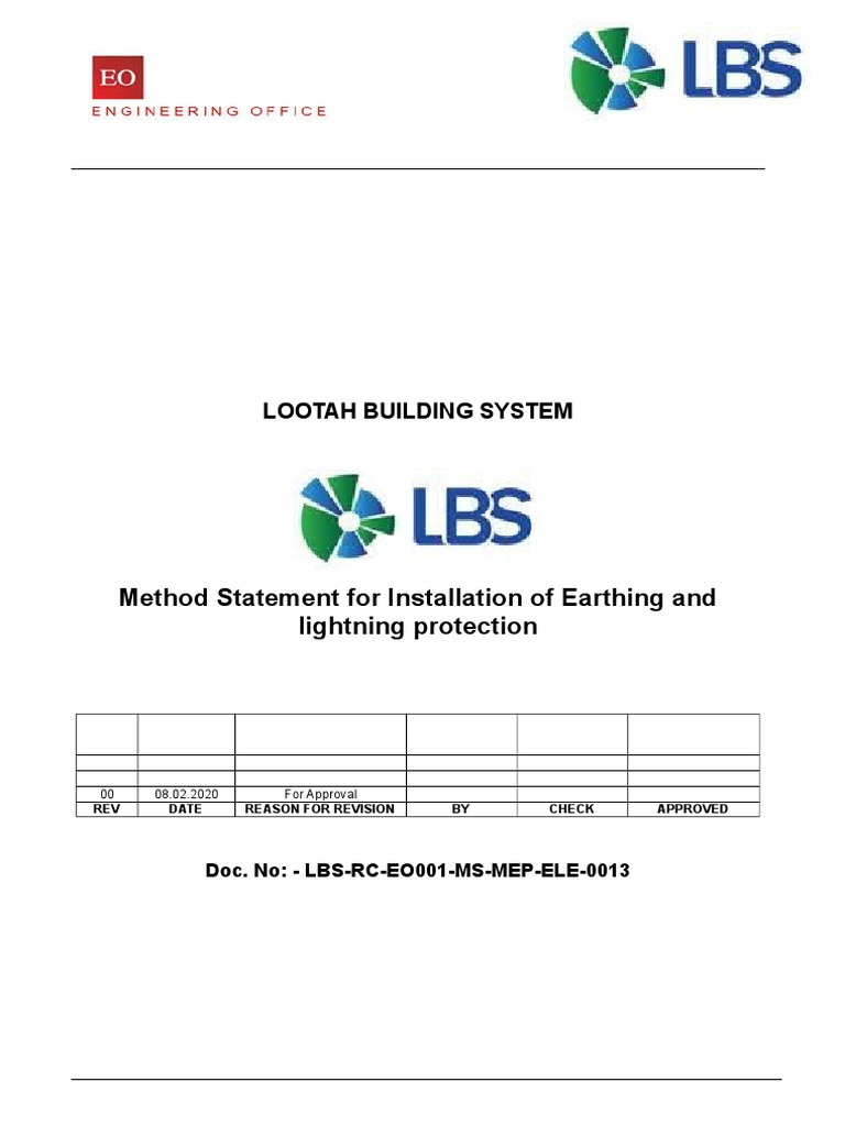 Method Statement For Earthing and Lightning Protection | PDF | Personal Protective Equipment ...