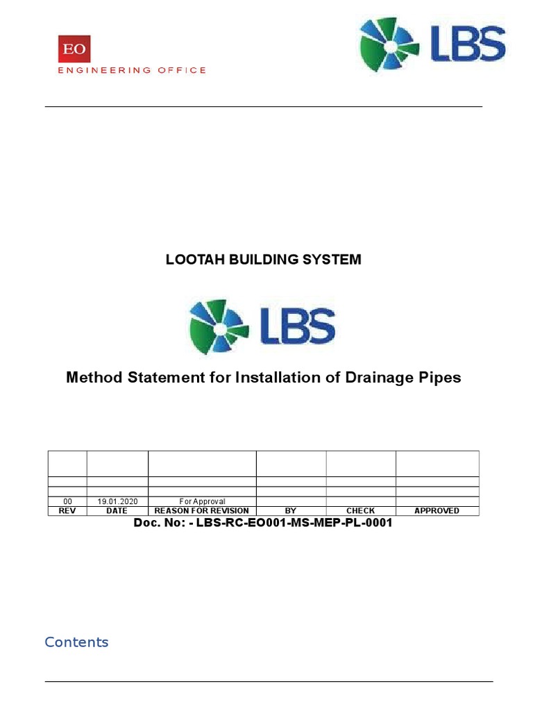 Method Statement For Drainage Pipes Installation | PDF | Pipe (Fluid ...