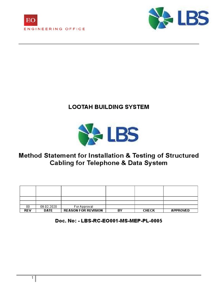 Method Statement For Structured Cabling System Installation Pdf