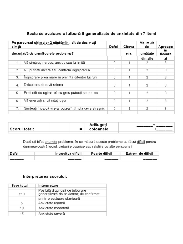 GAD 7 - Generalized-Anxiety-Scale | PDF