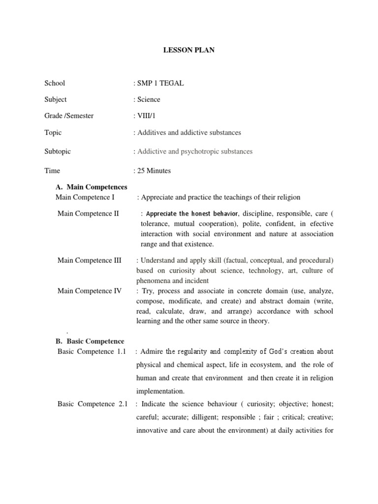Lesson Plan | PDF | Caffeine | Psychoactive Drugs