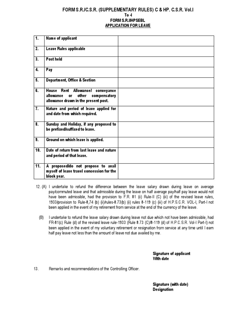 Earned Leave Application Form for HP | PDF | Finance & Money Management ...