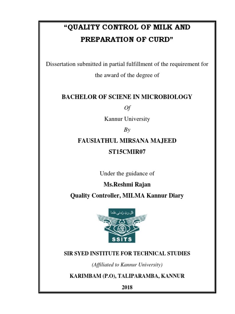 Quality Control of Milk and Preparation of Curd | PDF | Milk | Hazard ...