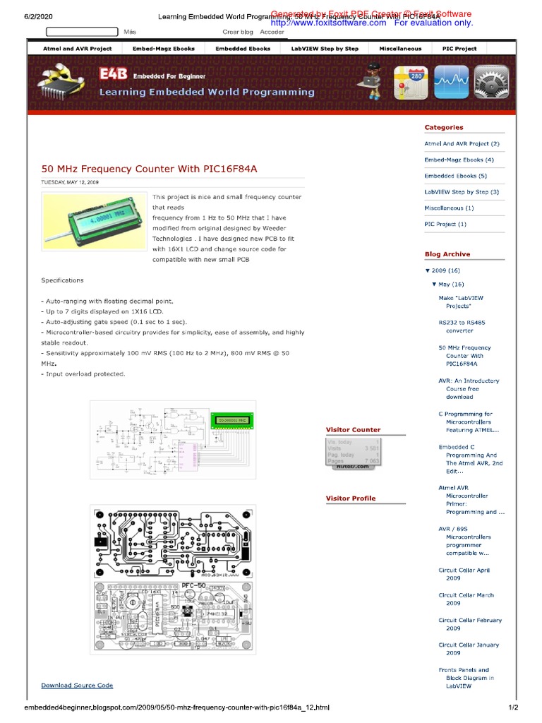 50 MHZ Frequency Counter With PIC16F84A | PDF | Business | Finance & Money Management