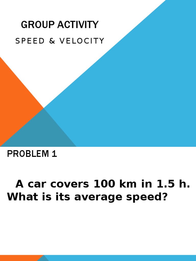 Group Activity Speed & Velocity | PDF