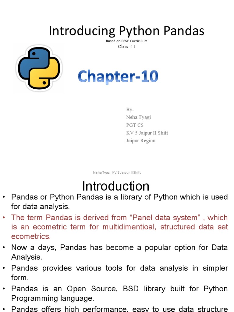 Chapter 10 Eng Introducing Python Pandas Pdf Matrix Mathematics C Programming Language