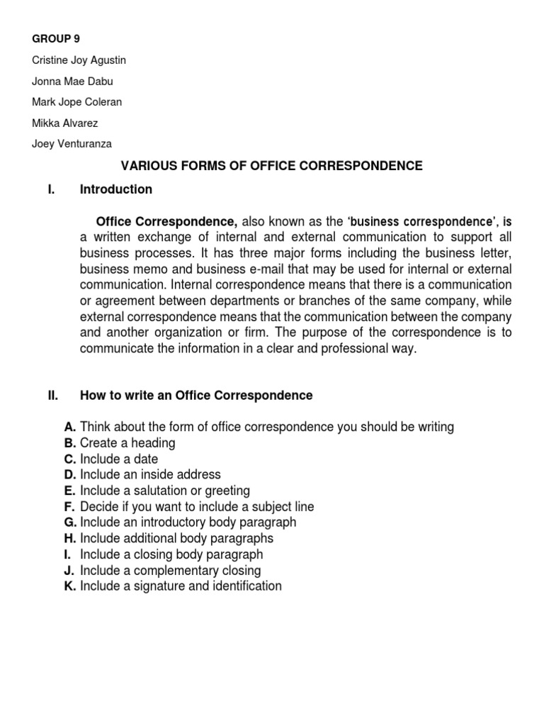 Various Forms of Office Correspondence | PDF | Memorandum | Complaint