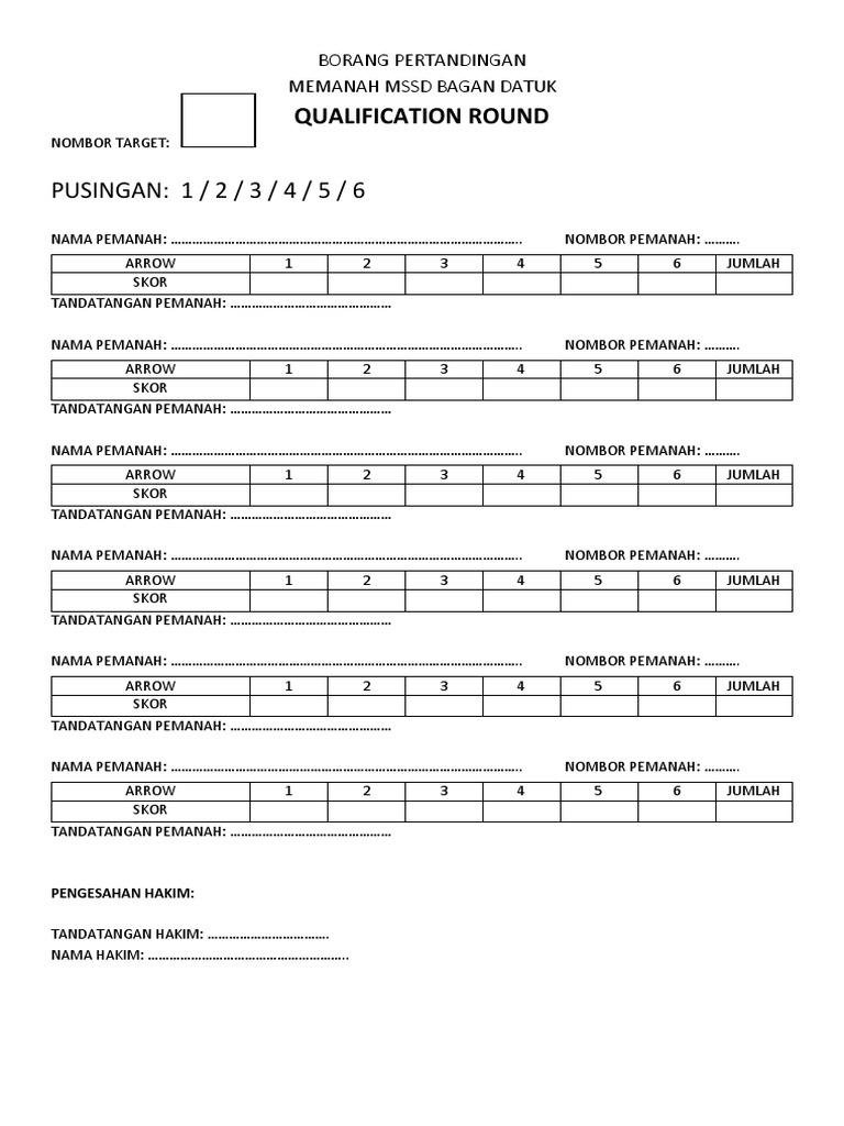 Archery Scoresheet | PDF