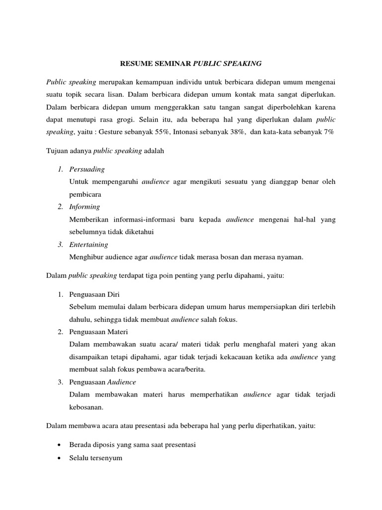Resume Public Speaking TND | PDF